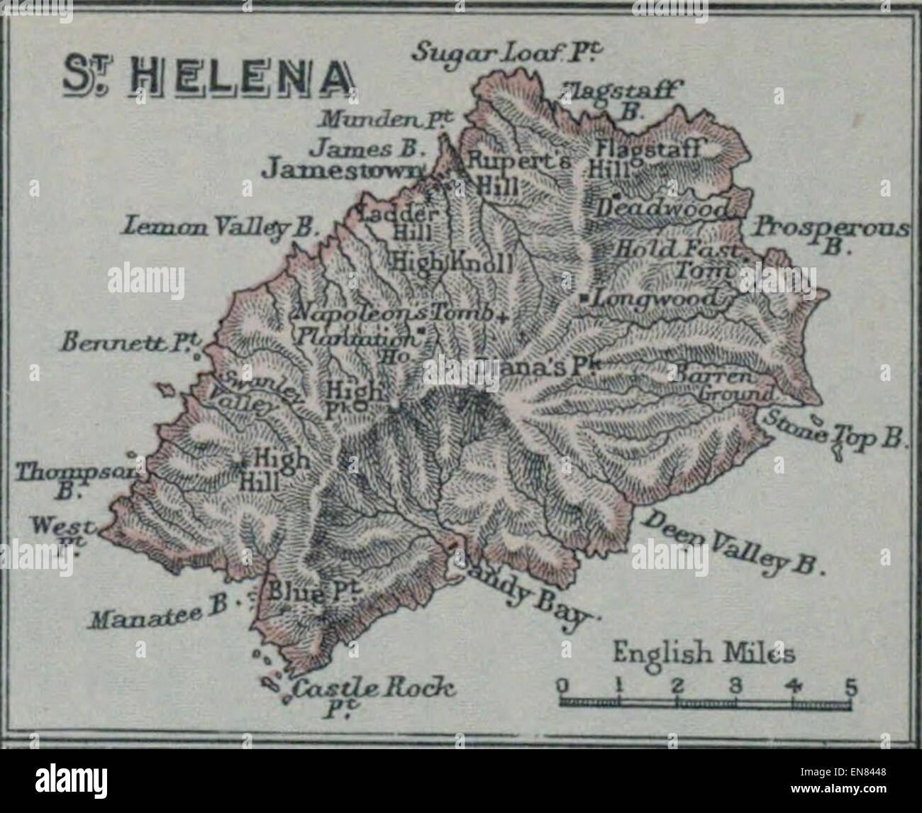 This 1894 map illustrates St. Helena Island, a British territory in the ...
