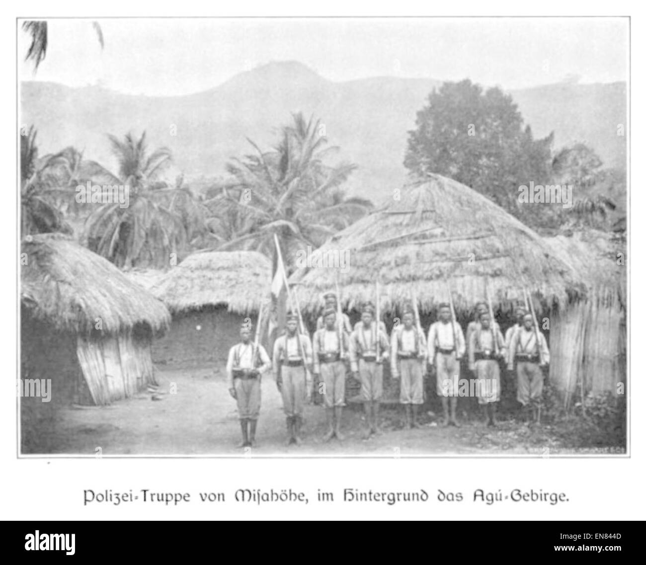 A 1904 illustration of the colonial police forces in Misahöhe, Togo ...