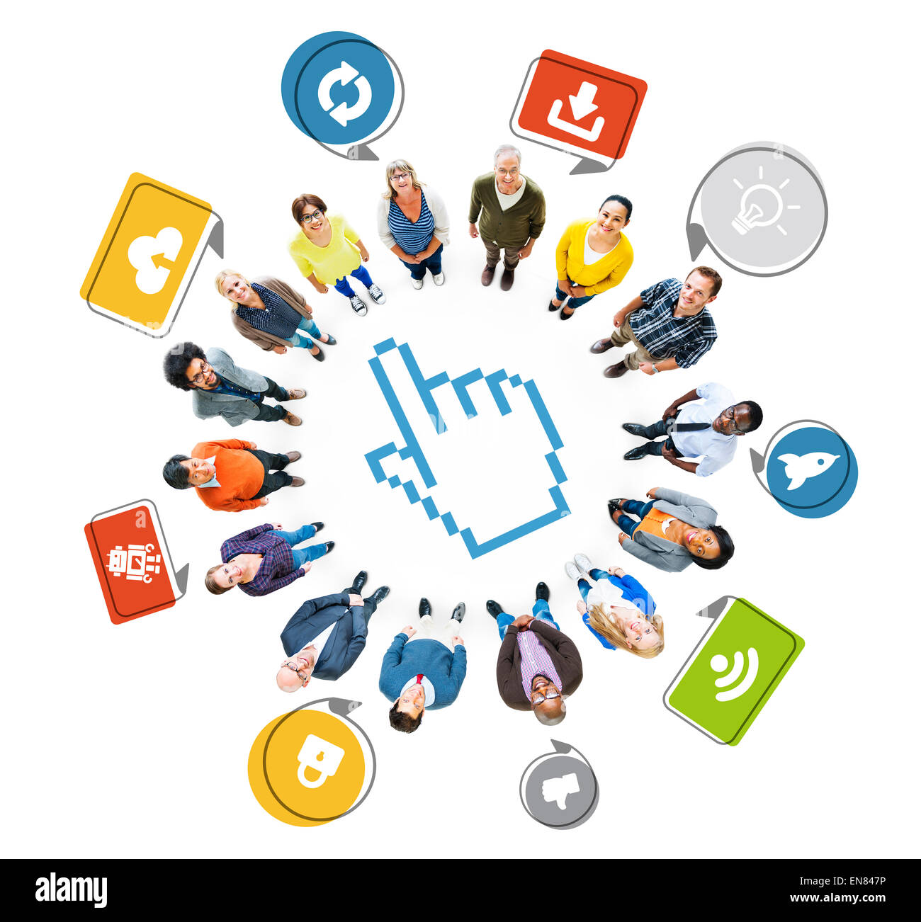 Group of People and Pointer Symbol Stock Photo - Alamy