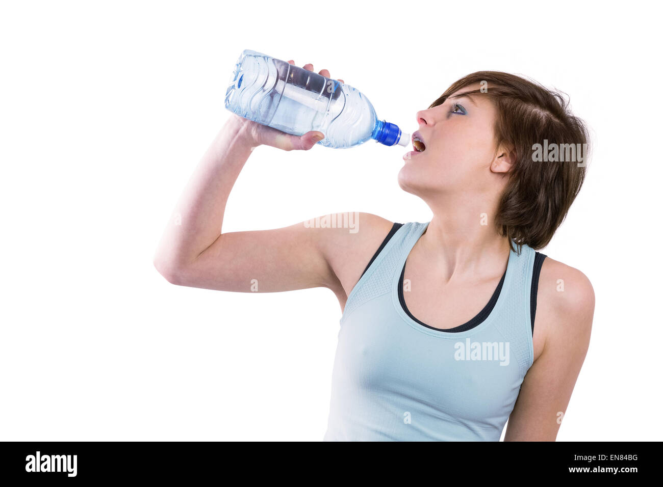 Pretty brunette drinking water hi-res stock photography and images - Alamy