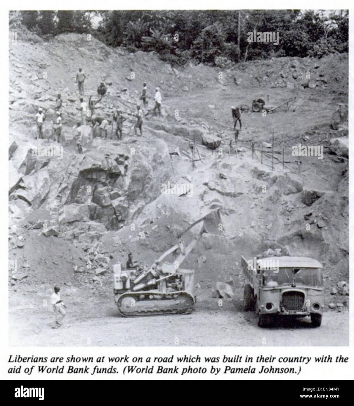 This 1984 photo shows a World Bank project in Liberia focused on road ...