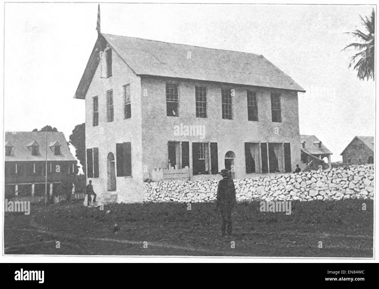 A 1903 depiction of Representative Hall in Monrovia, Liberia, an ...