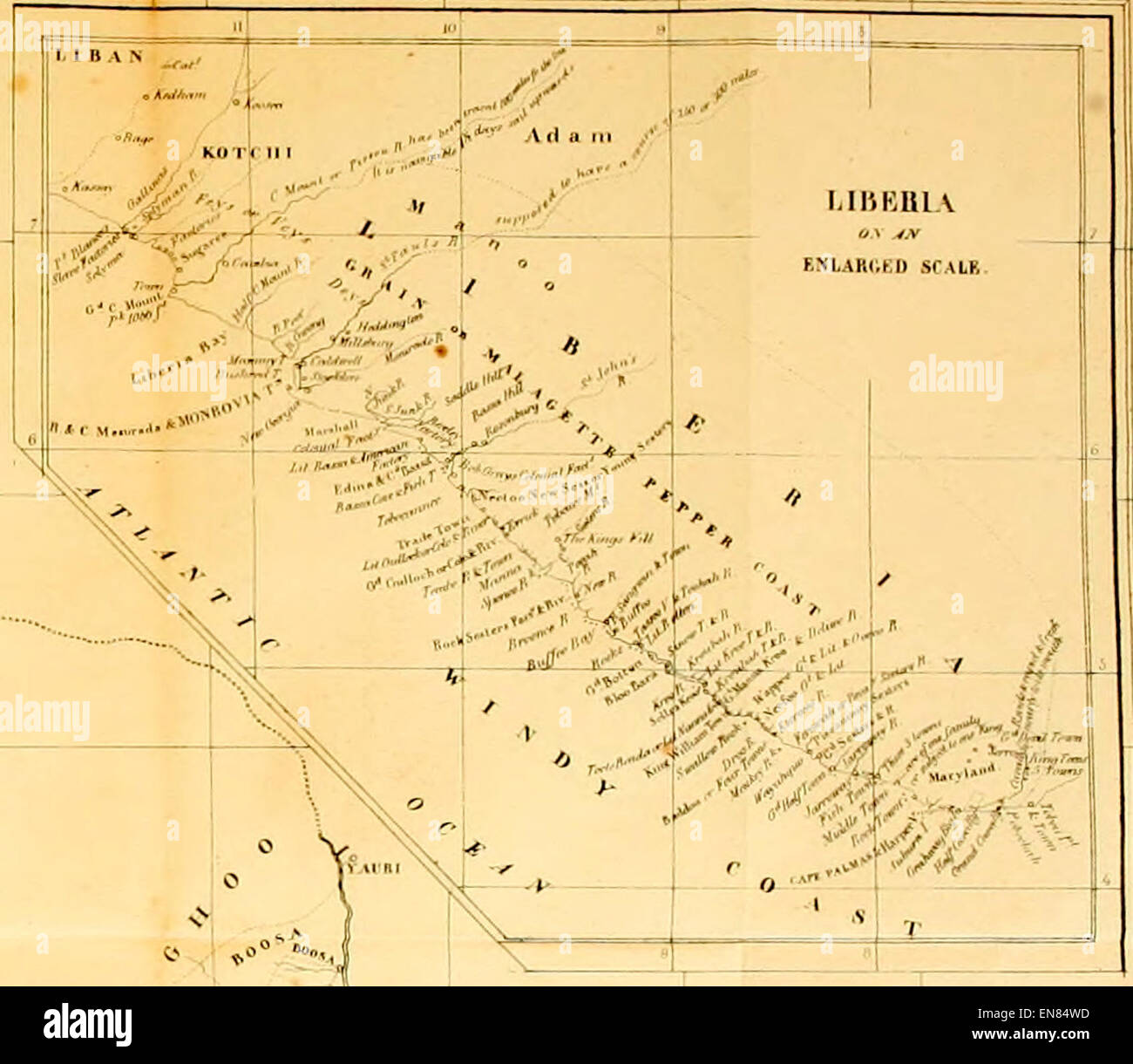 An 1843 map by Arrowsmith showcases Liberia on an enlarged scale ...