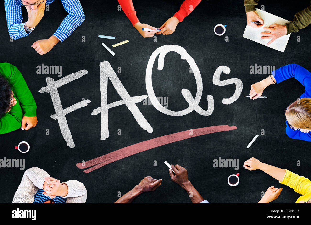 People Working and FAQs Concept Stock Photo - Alamy