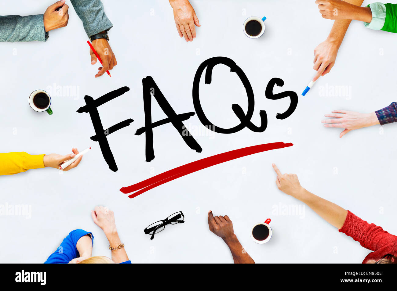 People Working and FAQs Concept Stock Photo - Alamy
