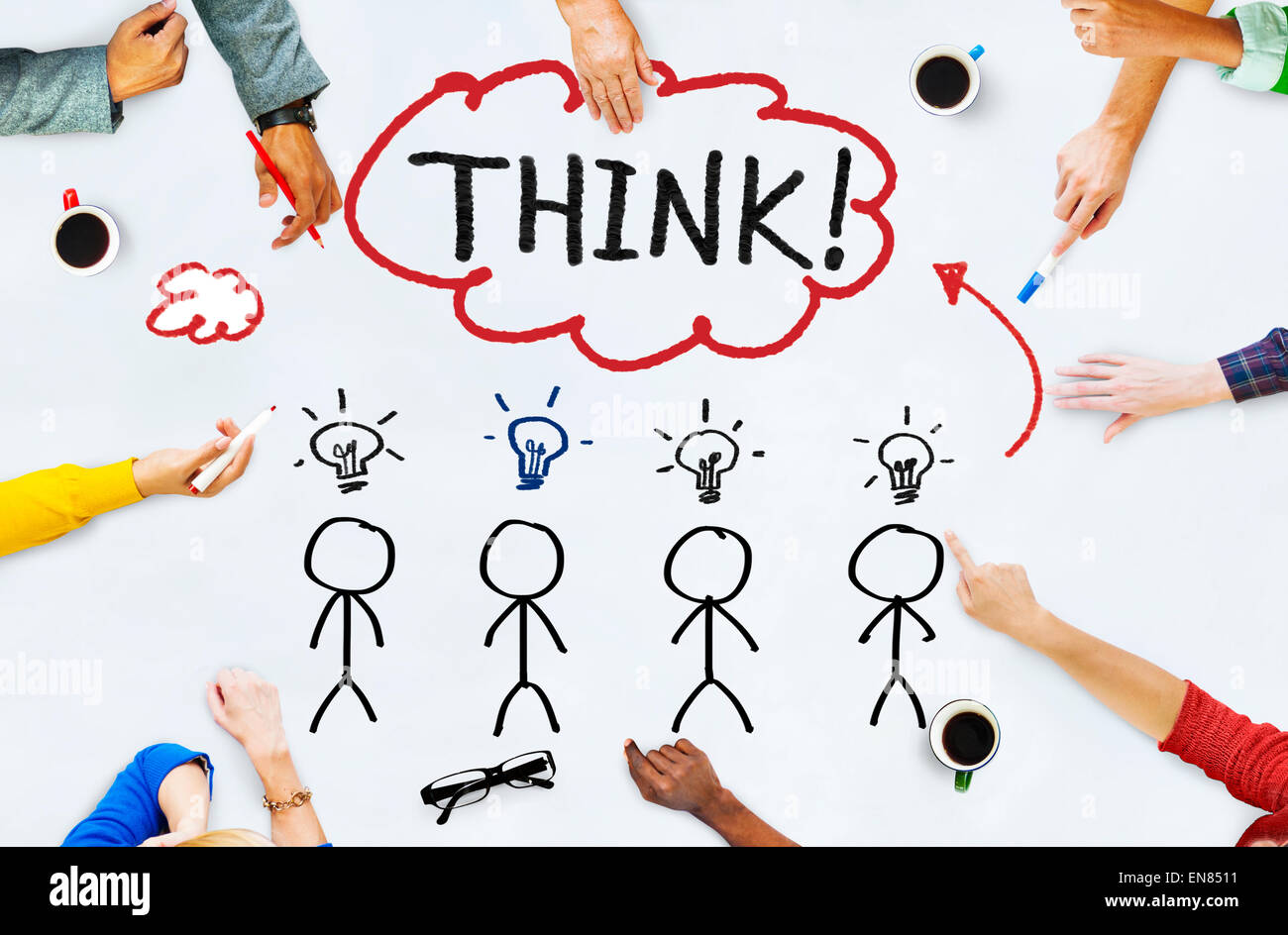 People in a Meeting and Think Concepts Stock Photo - Alamy