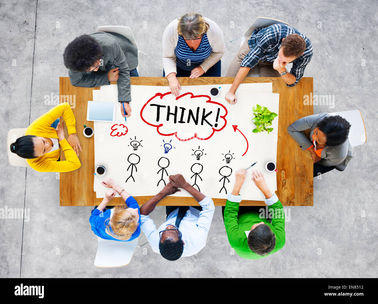 People in a Meeting and Think Concept Stock Photo - Alamy
