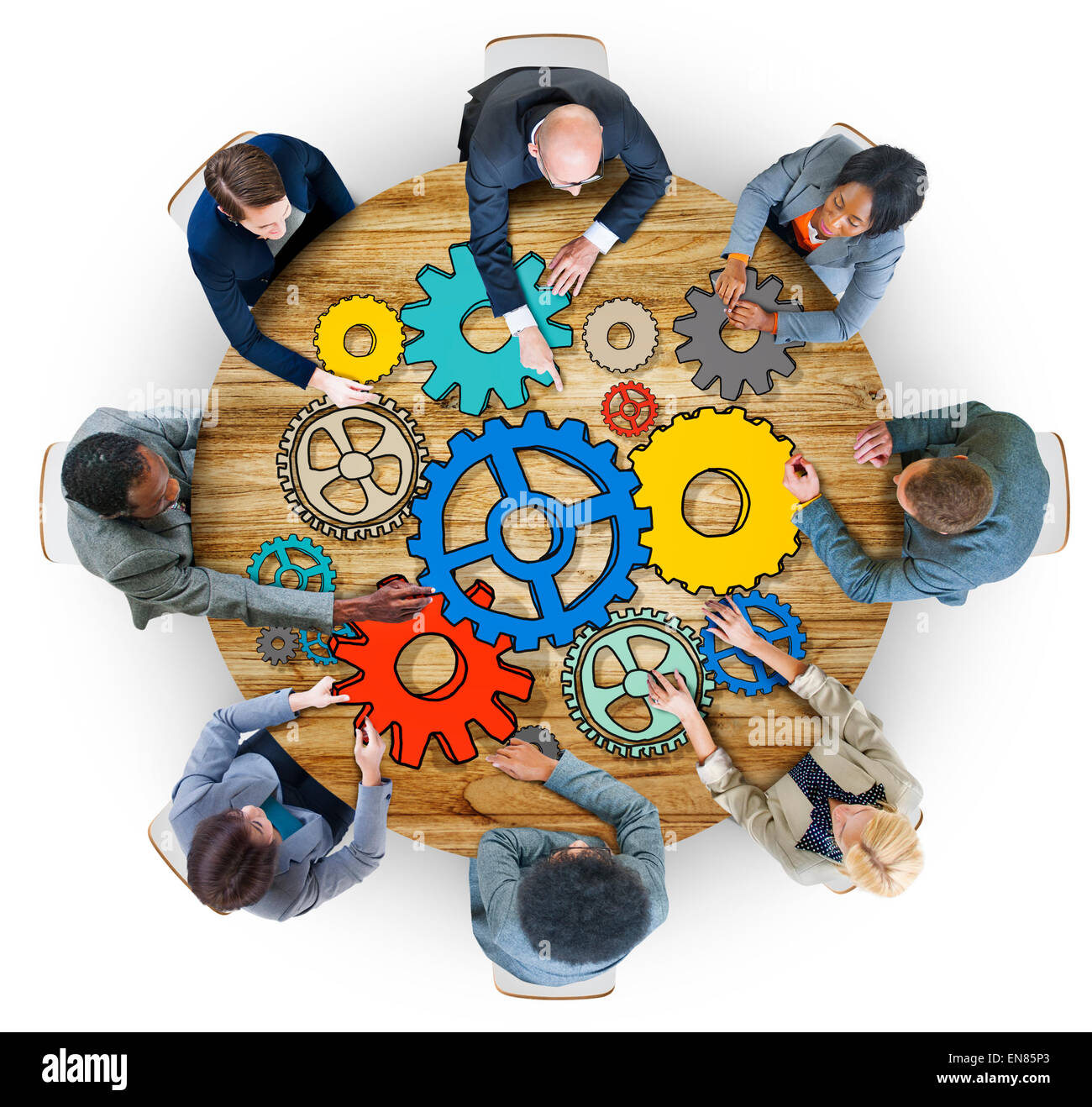 Group of People with Gear Symbol in Photo and Illustration Stock Photo ...
