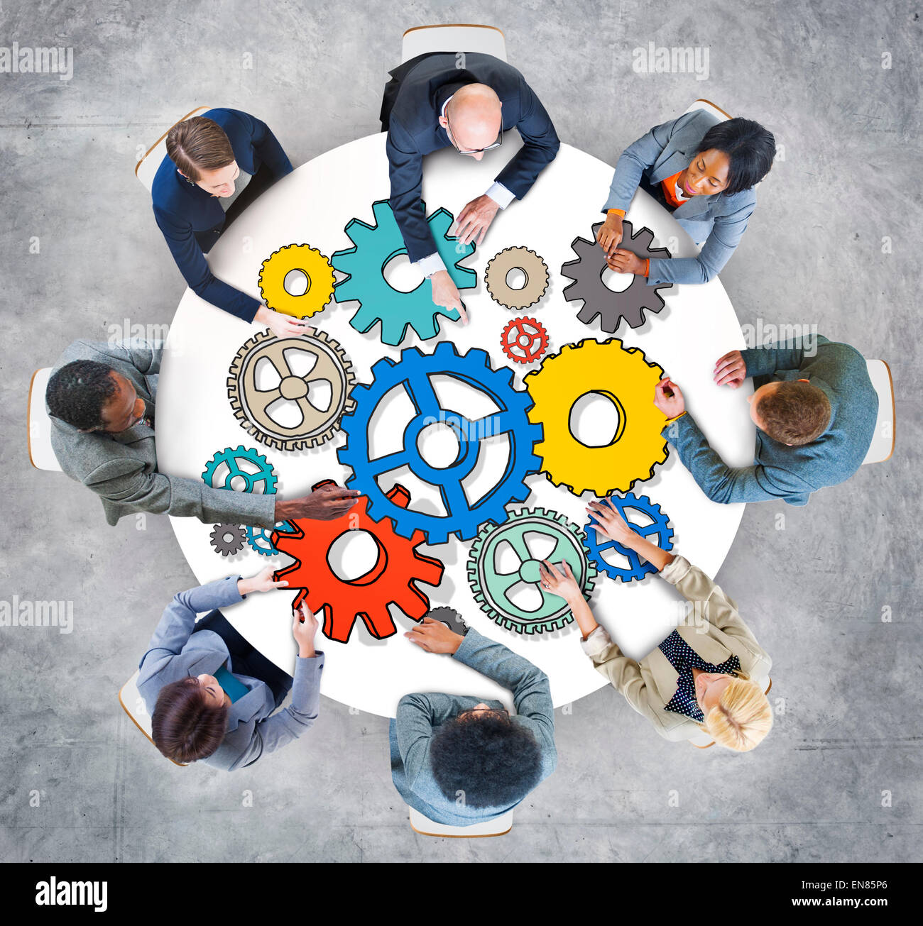 Group of People with Gear Symbol in Photo and Illustration Stock Photo ...