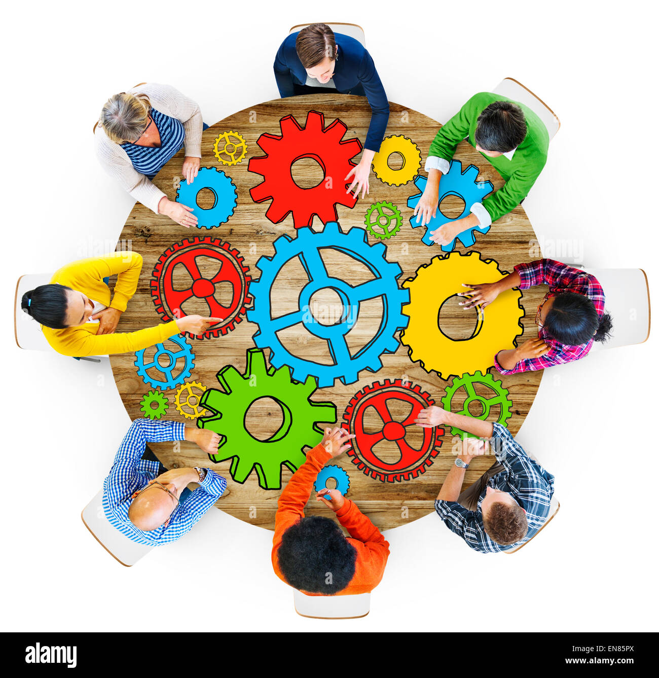 Group of People with Gear Symbol in Photo and Illustration Stock Photo ...