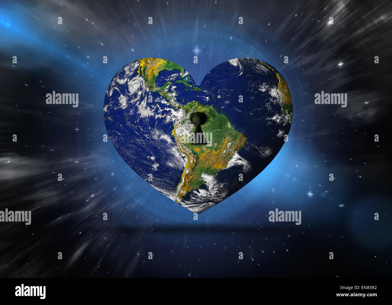 Composite image of heart shaped earth Stock Photo - Alamy