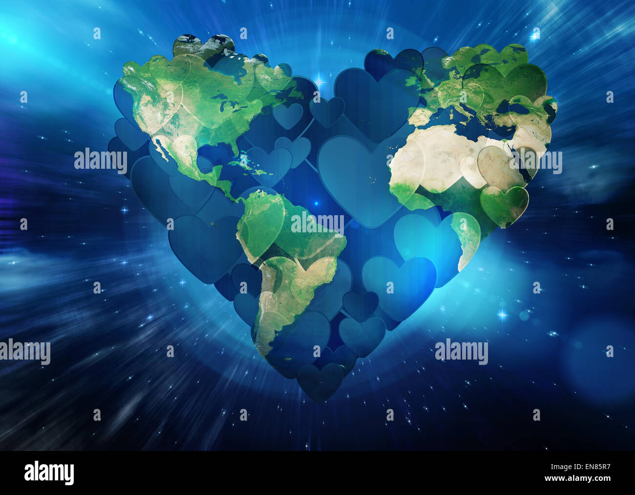 Composite image of heart shaped earth Stock Photo - Alamy