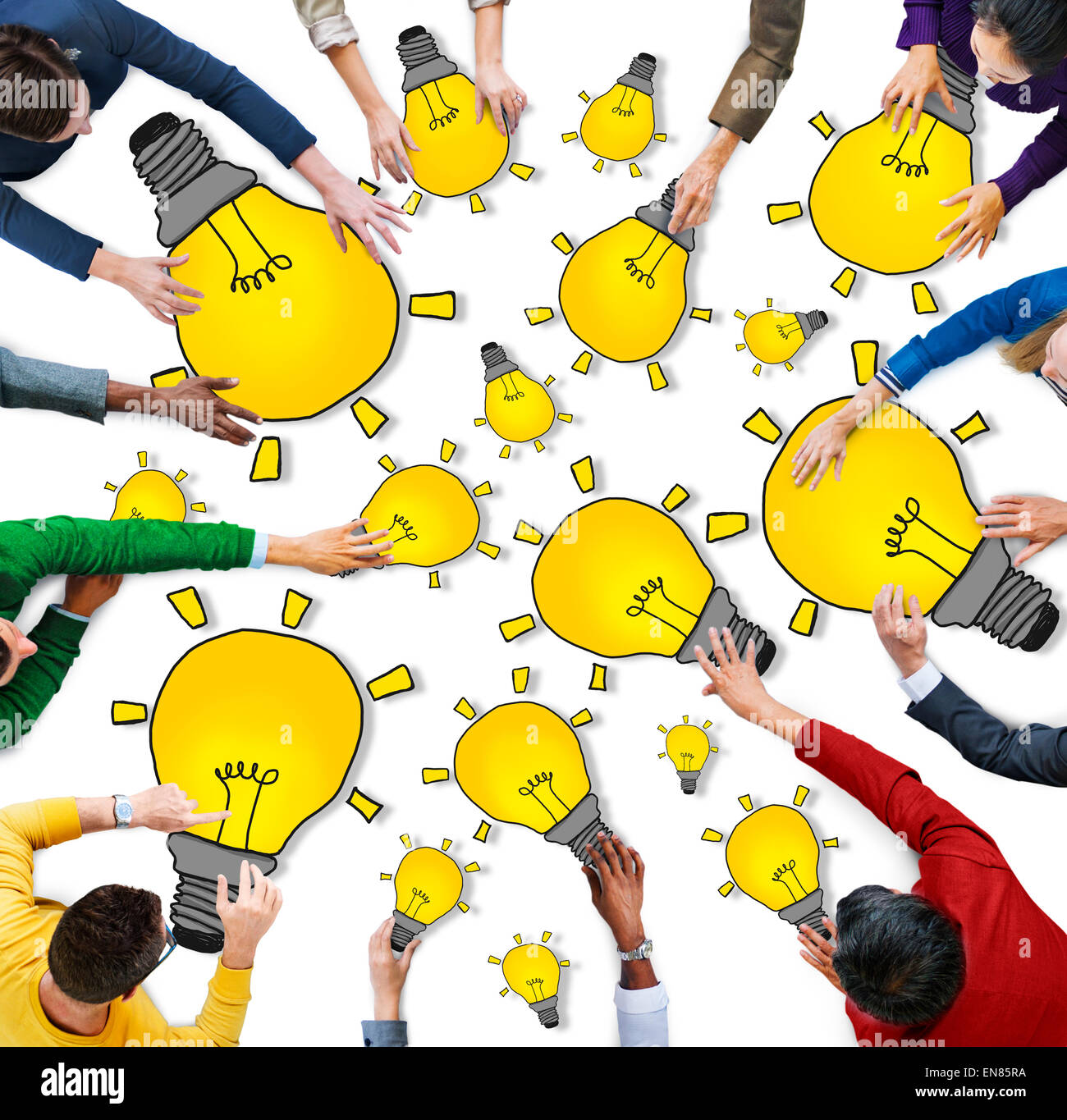 Group People Light Bulb Symbol Stock Photos & Group People Light Bulb ...