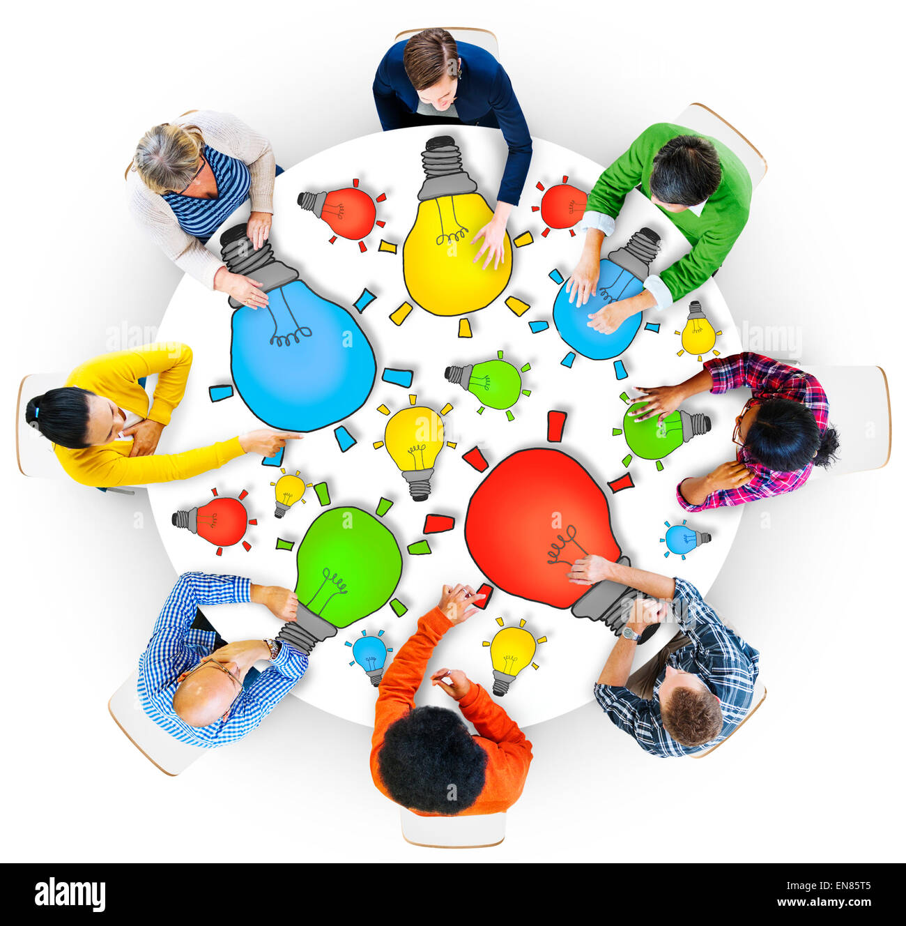 Group people light bulb symbol hi-res stock photography and images - Alamy