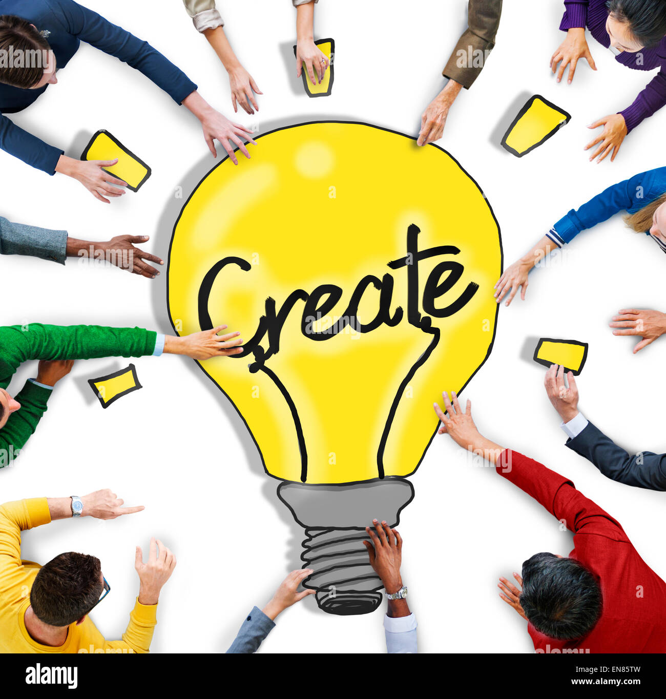 Aerial View of Diverse People with Text Create Stock Photo - Alamy