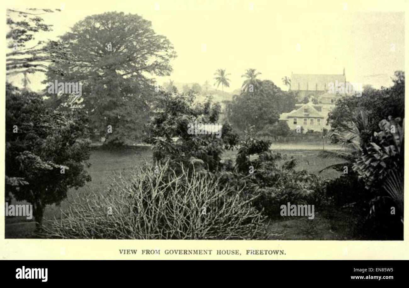 A 1915 illustration by Beatty depicting Freetown, Sierra Leone, from ...