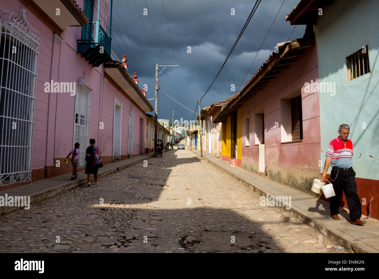 Bad weather coming up in colorful Trinidad Cuba Stock Photo - Alamy
