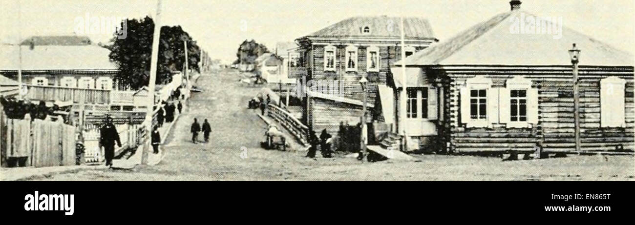 This 1904 illustration by Demidov shows the main street of Nikolaievsk ...