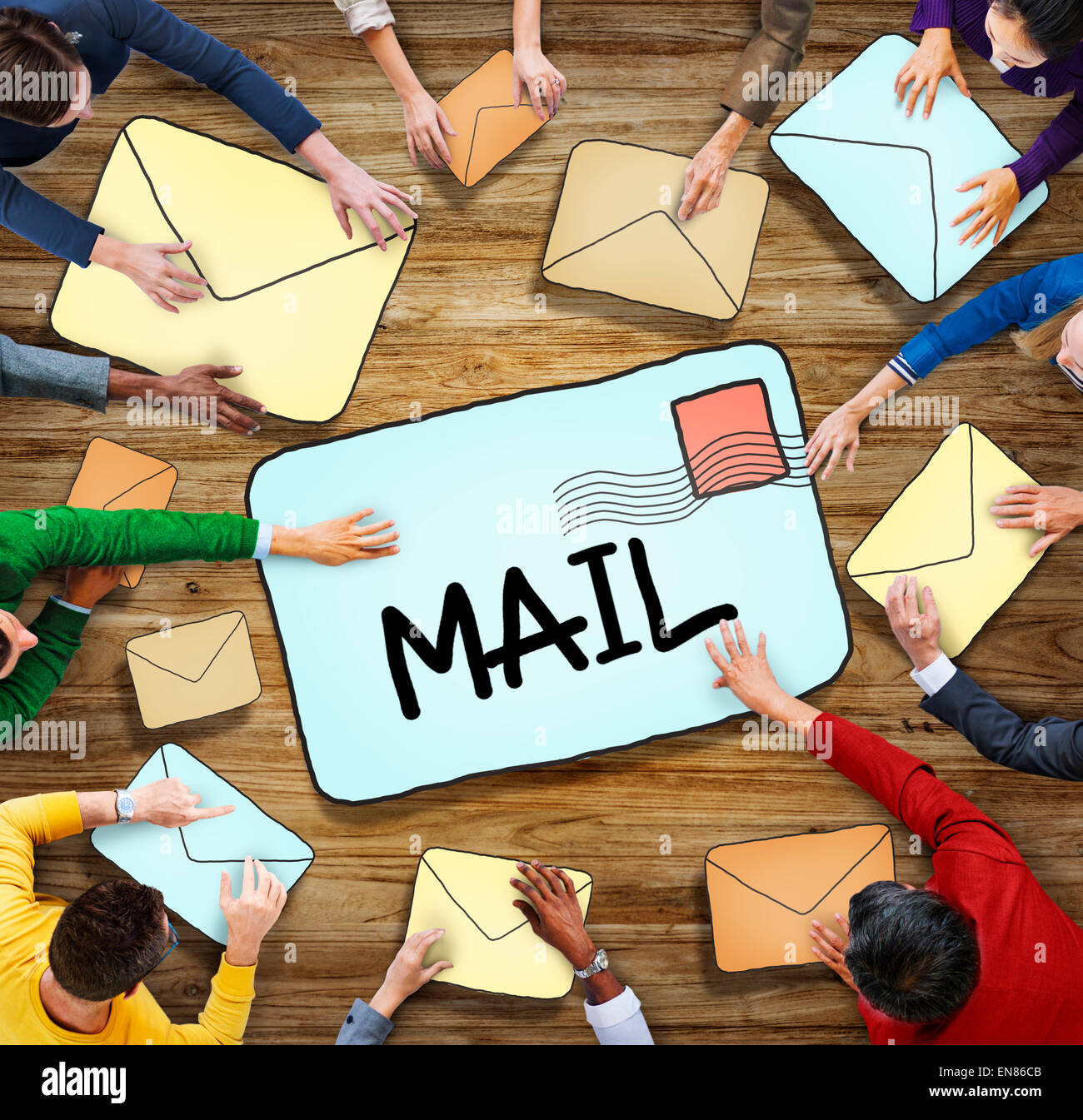 Aerial View of People and E-Mail Concepts Stock Photo - Alamy