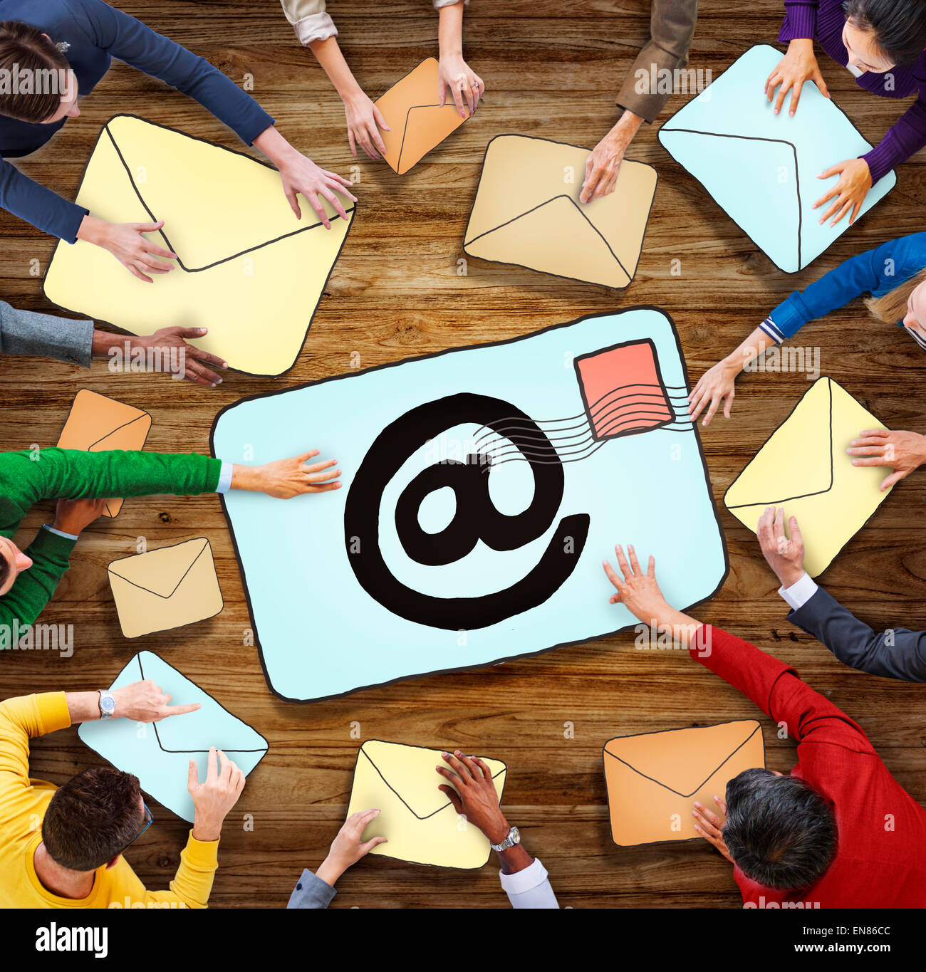 Aerial View of People and E-Mail Concepts Stock Photo - Alamy