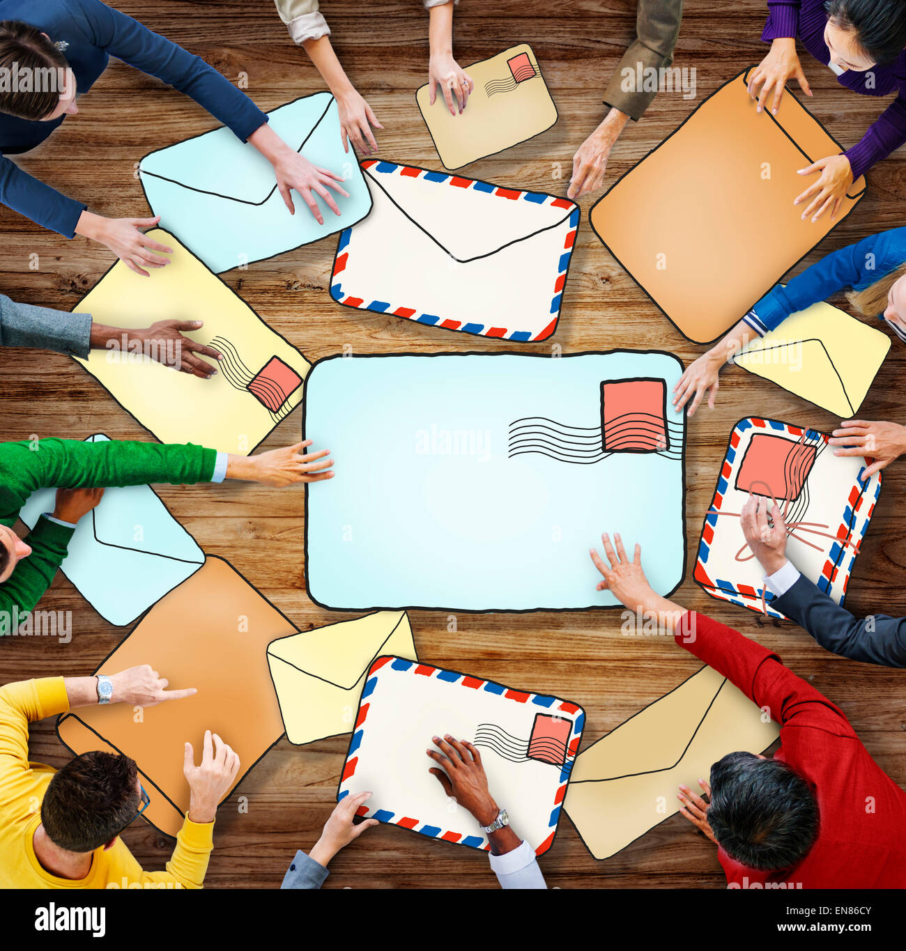 Aerial View of People and E-Mail Concepts Stock Photo - Alamy