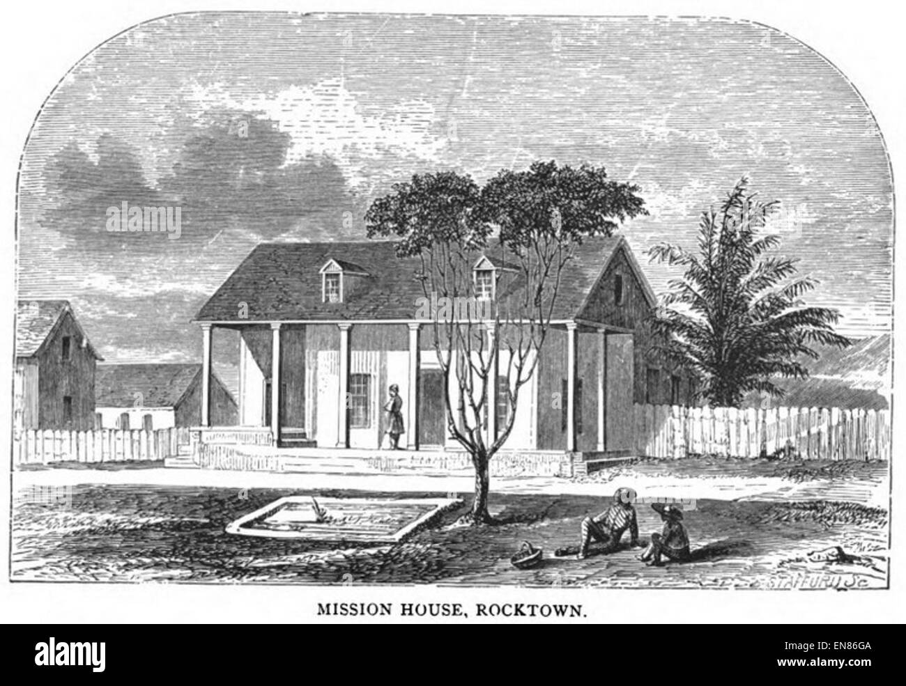 An 1884 illustration of the Mission House in Rocktown, showcasing the ...