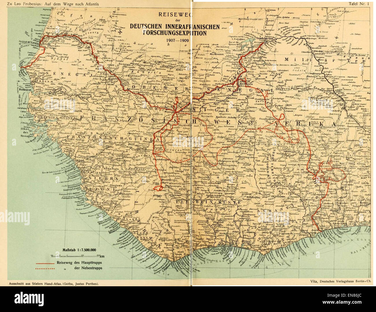 This 1911 map by Frobenius illustrates the route of the German inner ...