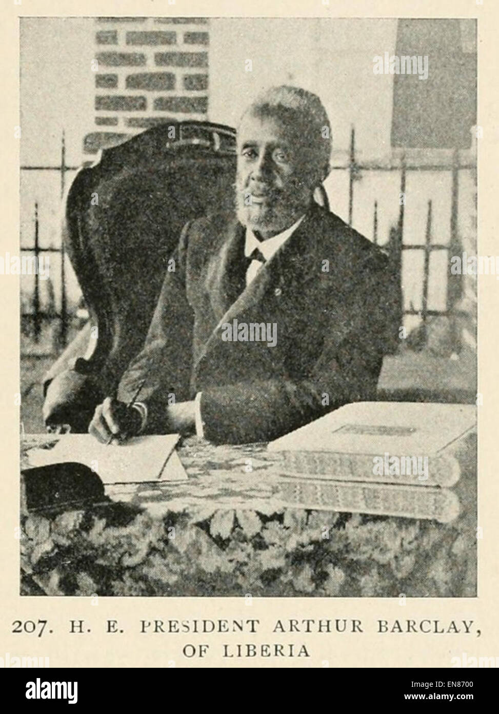 A historical portrait of H.E. President Arthur Barclay of Liberia, who ...