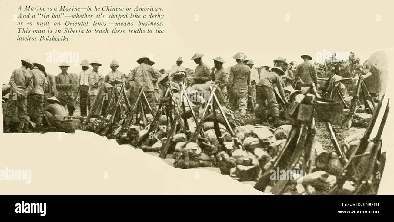 This 1919 photograph captures a Chinese Marine Infantry unit en route ...