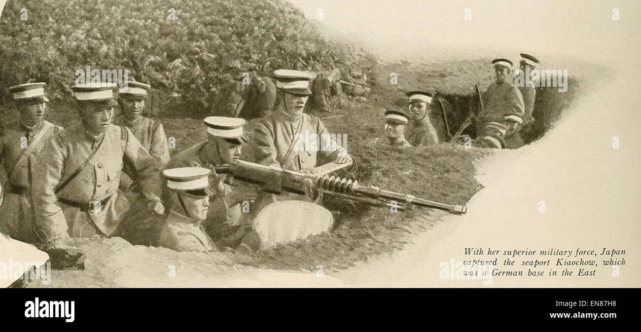This 1919 photograph depicts the capture of the German base Kiachow by ...