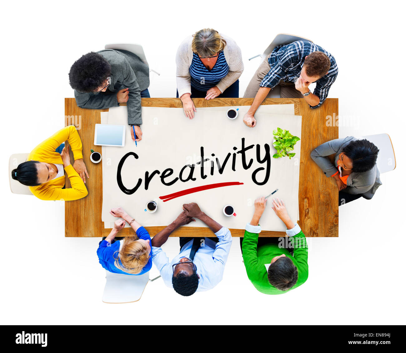 Multiethnic Group of People Discussing About Creativity Stock Photo - Alamy