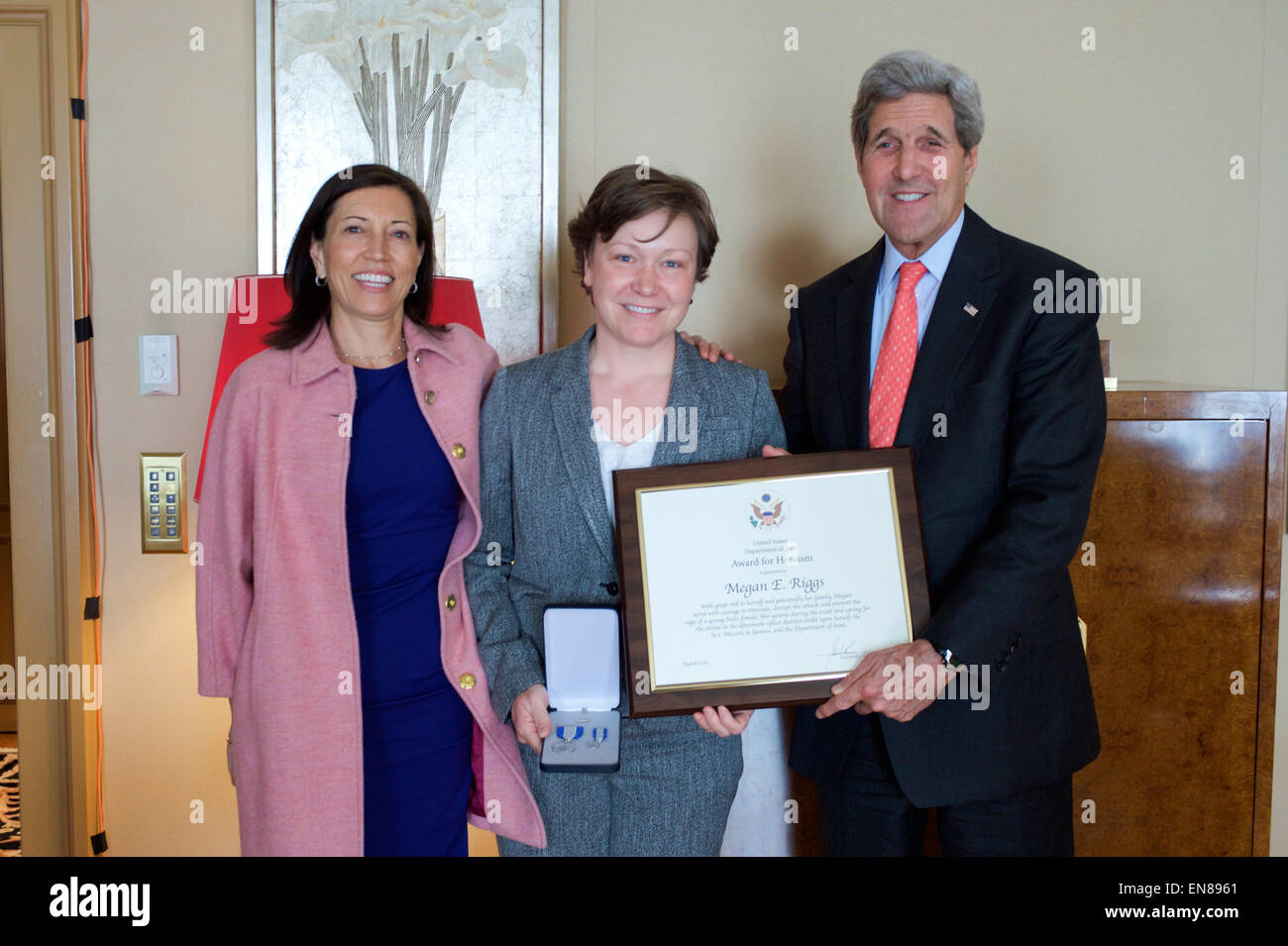 U.S. Secretary of State John Kerry, joined by Ambassador Pamela ...