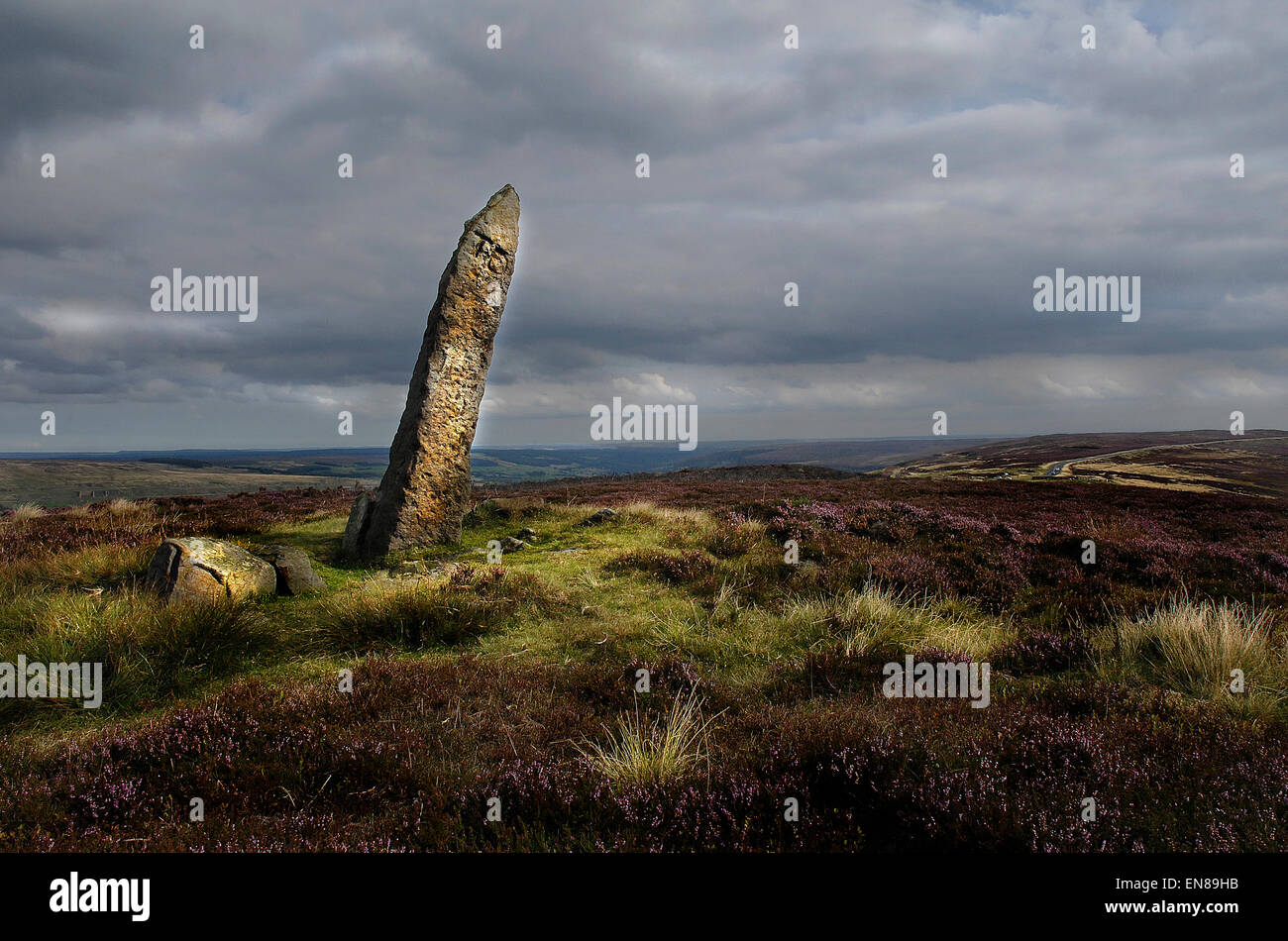 blakey ridge standing stone (north yorkshire moors Stock Photo - Alamy