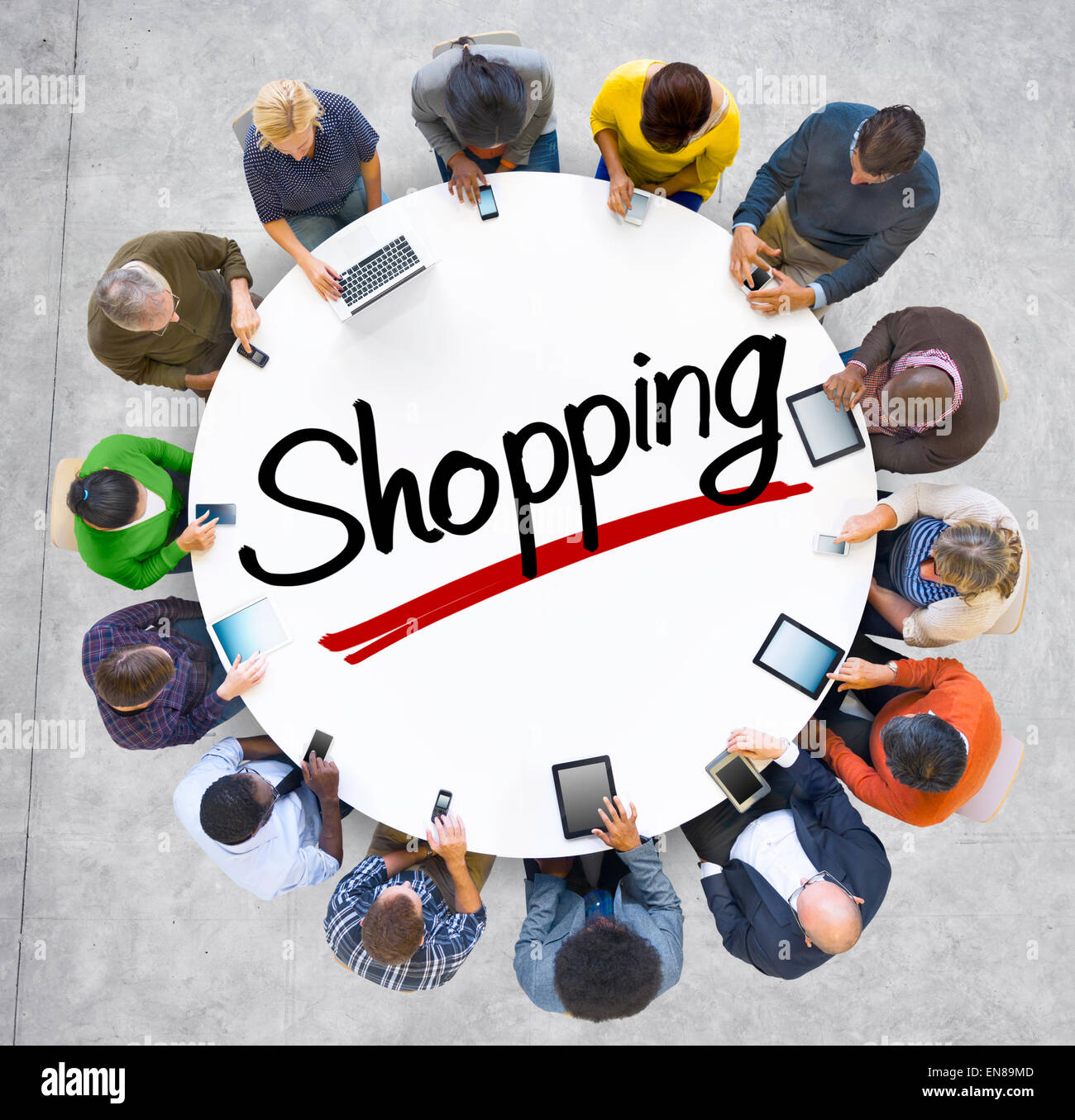 Aerial View of People and E-Commerce Concepts Stock Photo - Alamy