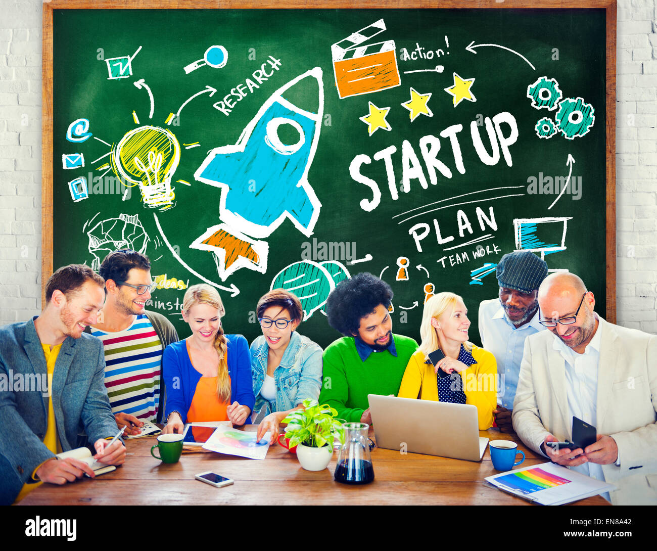 Start Up Business Launch Success Students Learning Concept Stock Photo ...