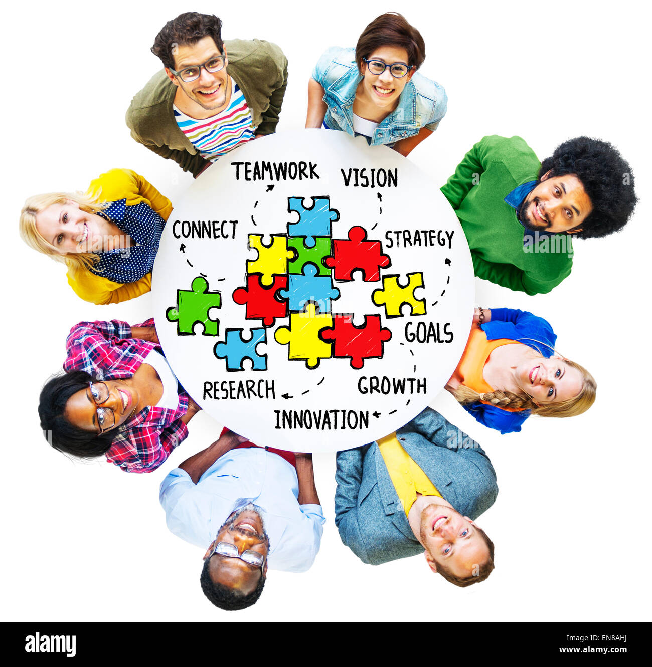 Teamwork Team Connection Strategy Partnership Support Puzzle Concept ...
