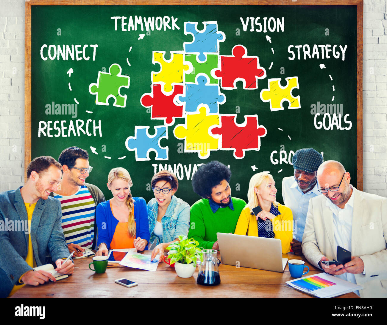 Teamwork Team Connection Strategy Partnership Support Puzzle Concept ...