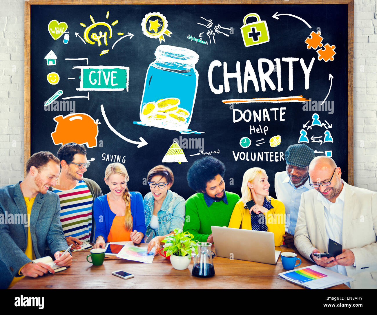 People Discussion Meeting Give Help Donate Charity Concept Stock Photo ...