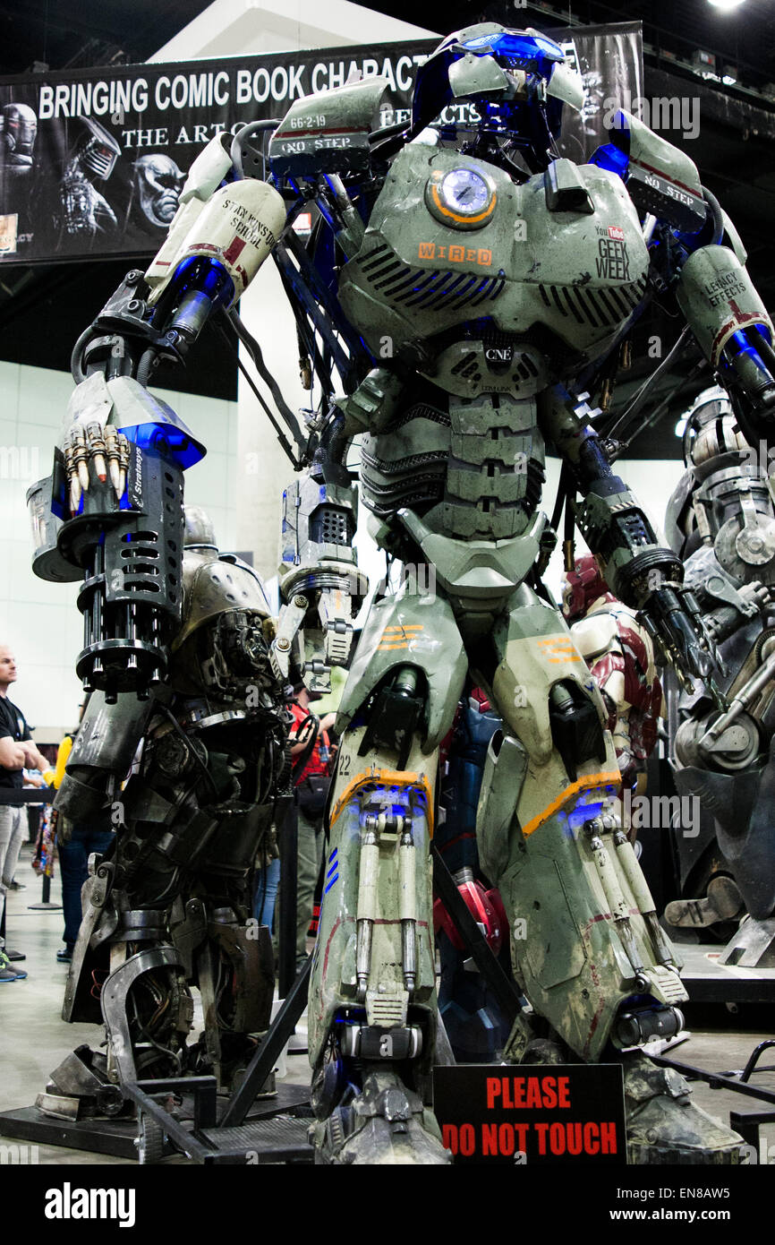 A replica of a Jaeger armor from Pacific Rim at Stan Lee's Comikaze ...