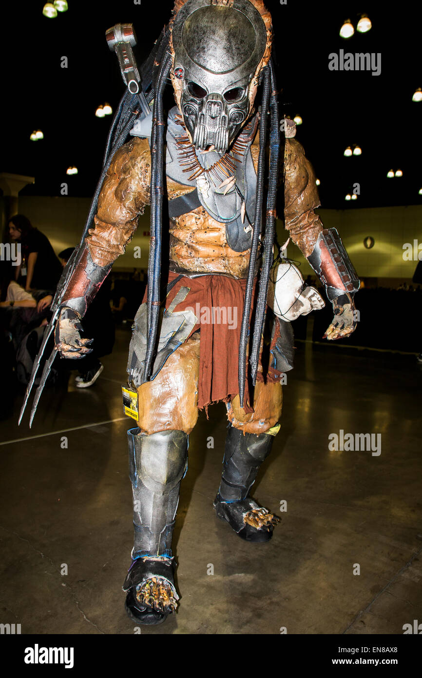 A cosplayer wears a Predator costume at the annual Stan Lee's Comikaze ...