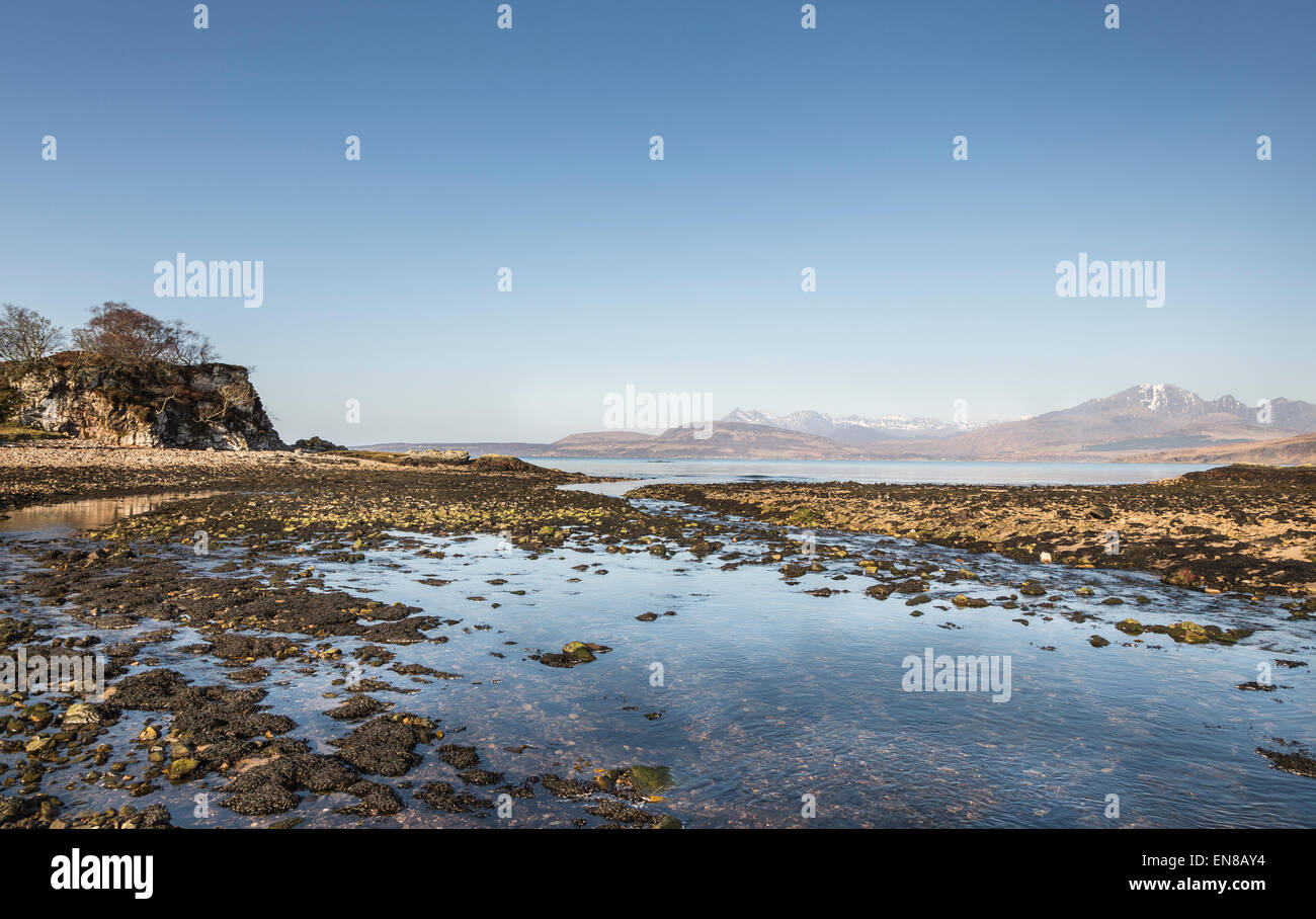 Ord beach and Cuillin hills on the Isle of Skye in Scotland Stock Photo ...