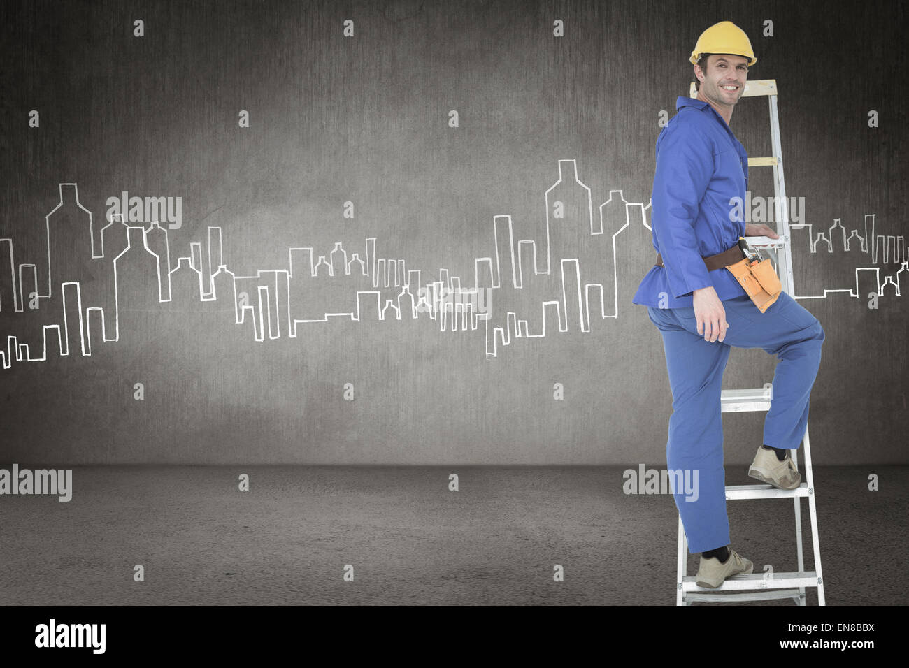 Man climbing step ladder hi-res stock photography and images - Alamy