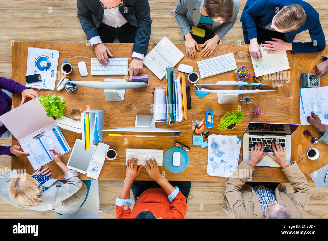 Group of Multiethnic Busy People Working in an Office Stock Photo - Alamy