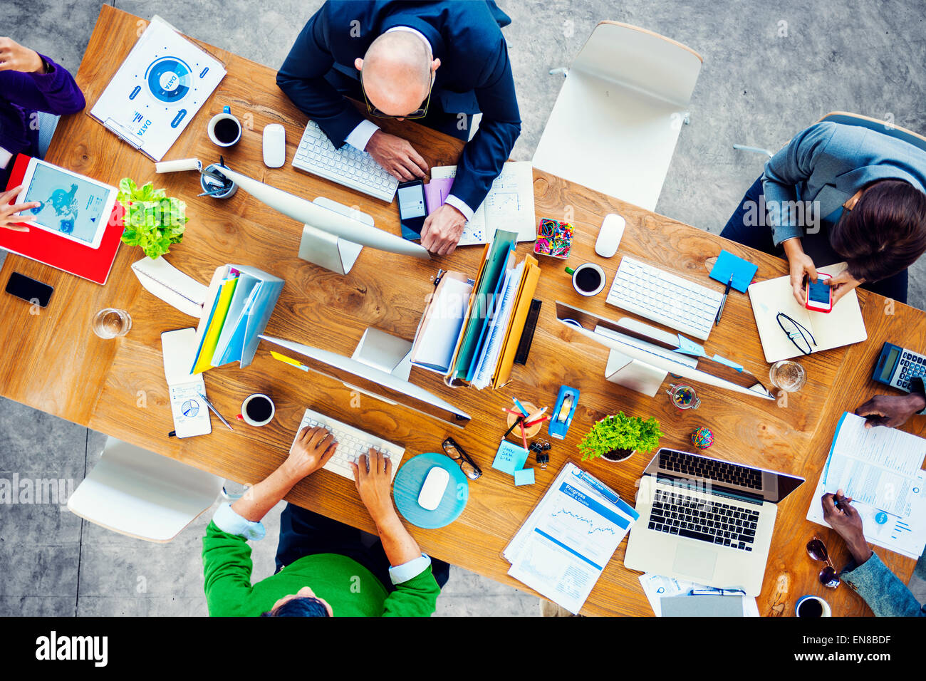 Group of Multiethnic Busy People Working in an Office Stock Photo - Alamy