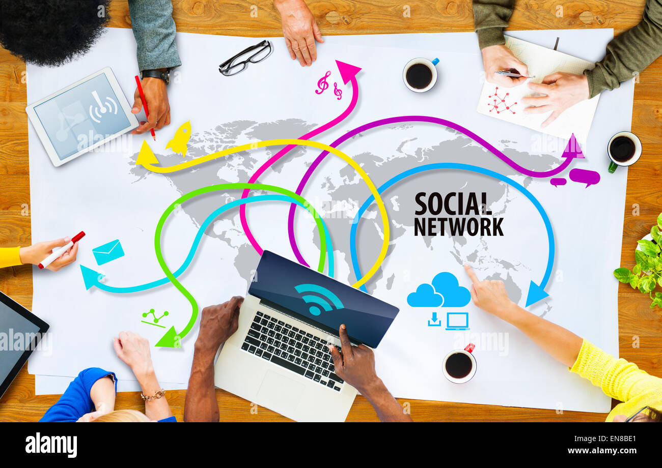 Group of Multiethnic People Discussing Social Network Stock Photo - Alamy