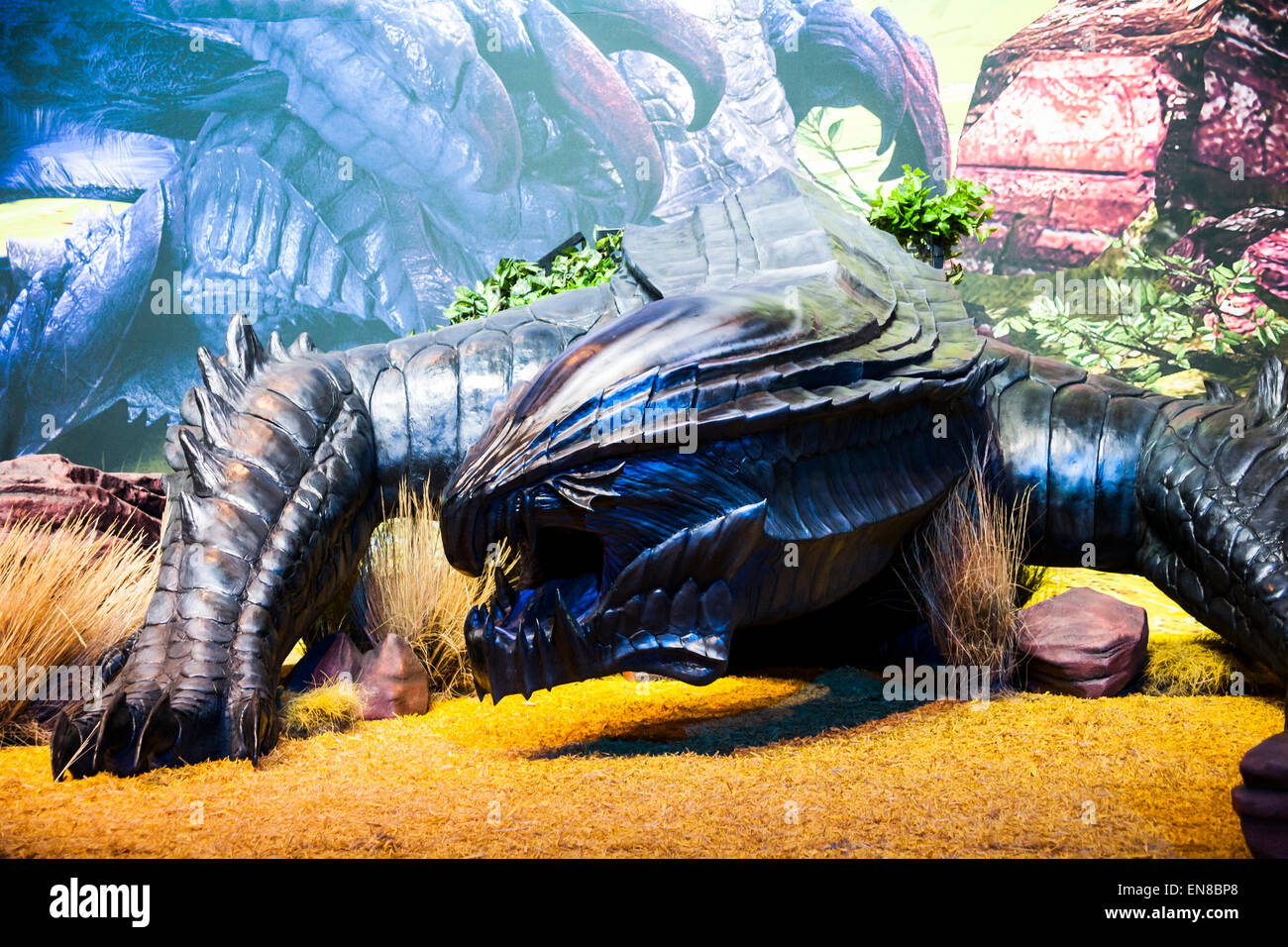 The display at the Monster Hunter Unlimited game booth included a life ...