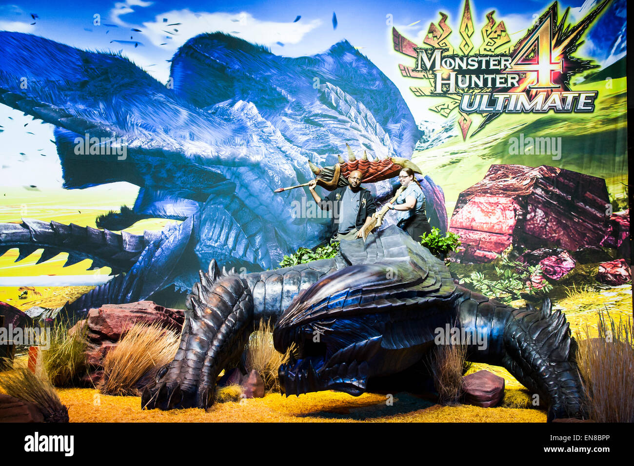 The display at the Monster Hunter Unlimited game booth included a life ...