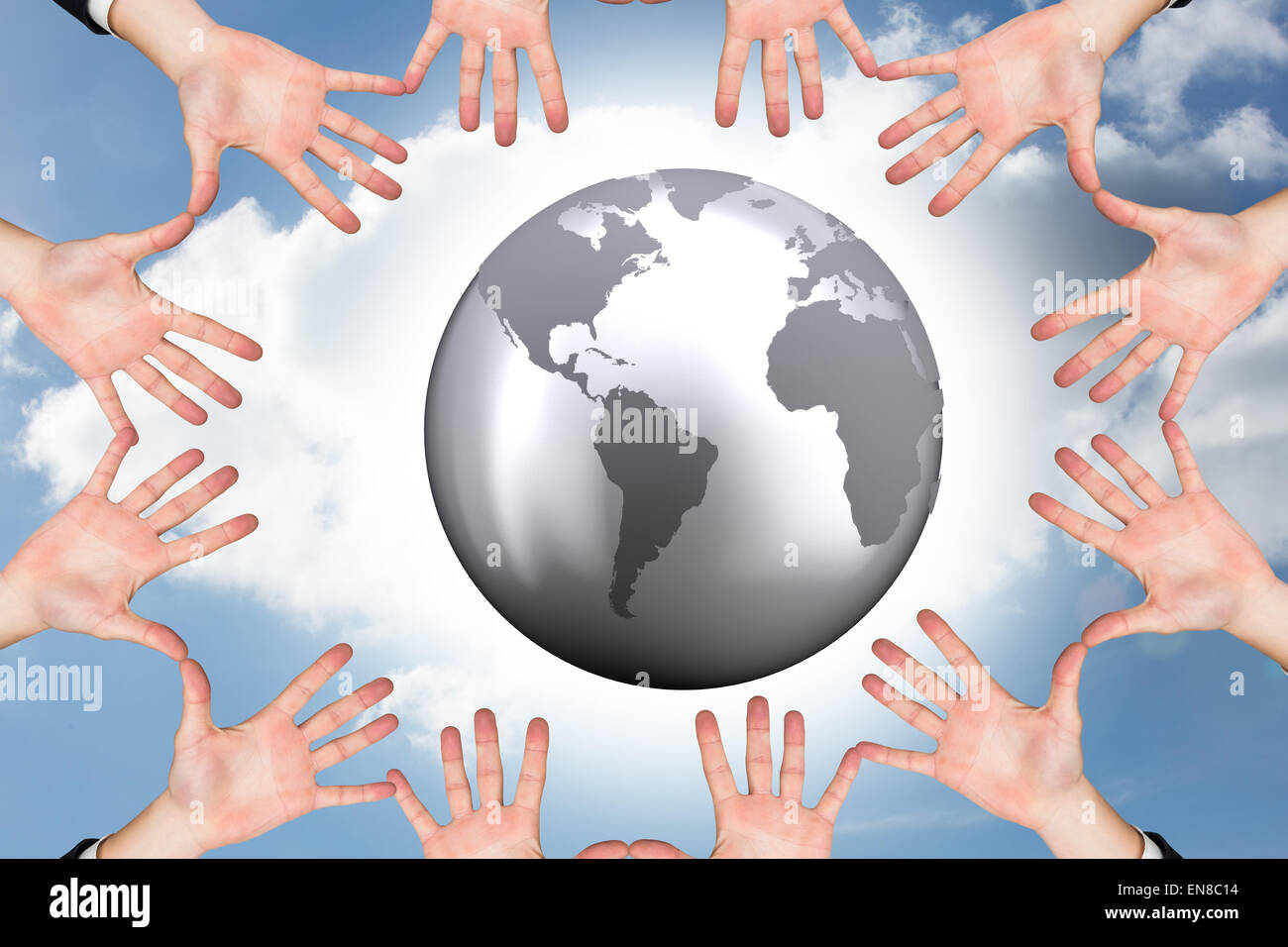 Composite image of circle of hands Stock Photo - Alamy