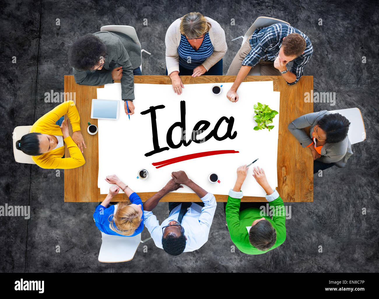 Multiethnic Group of People with Idea Concept Stock Photo - Alamy