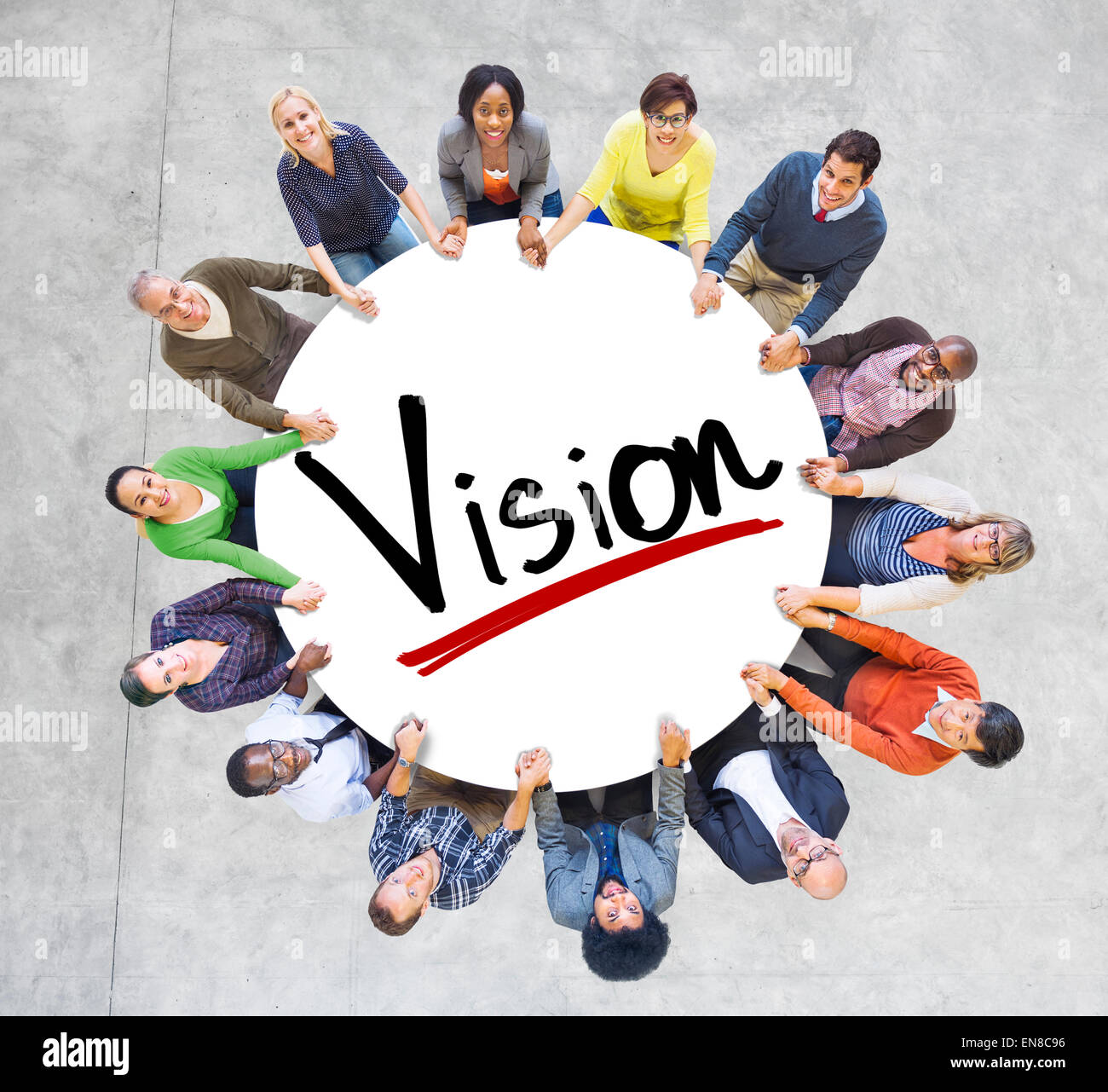 Hands Holding Around Vision word Concepts Stock Photo - Alamy